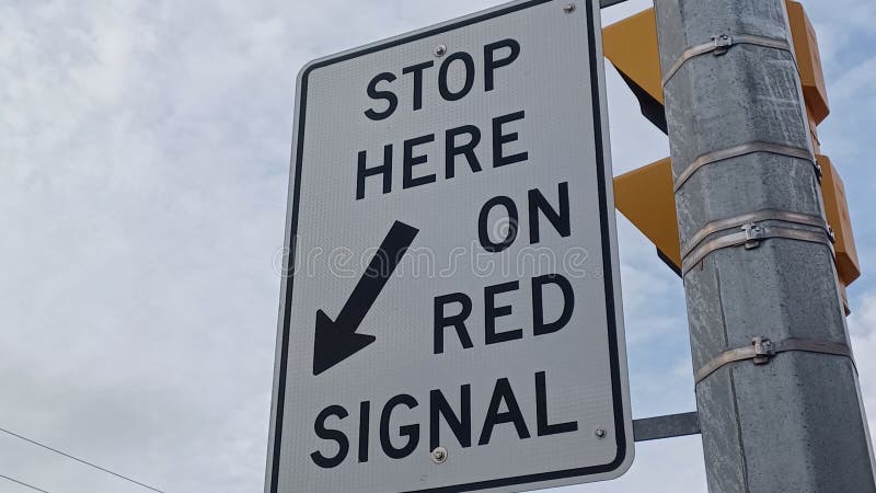 Stop Here on Red Signal Sign Editorial Photography - Image of stop ...