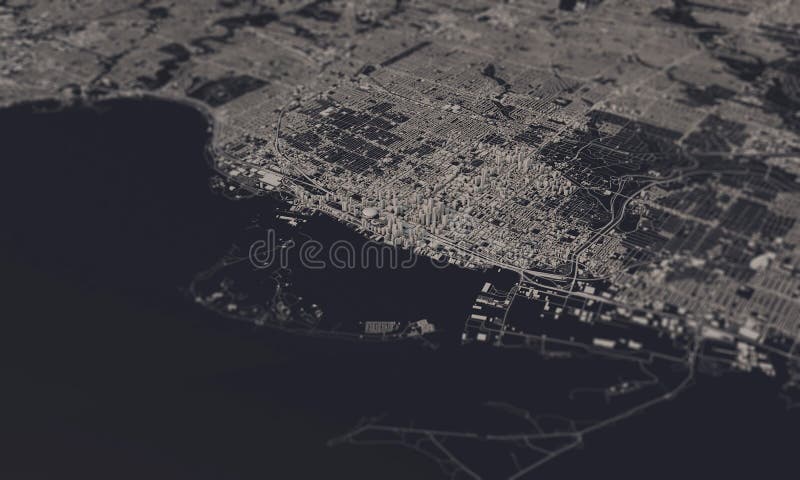 Toronto, Canada City Map 3D Rendering. Aerial Satellite View Stock ...