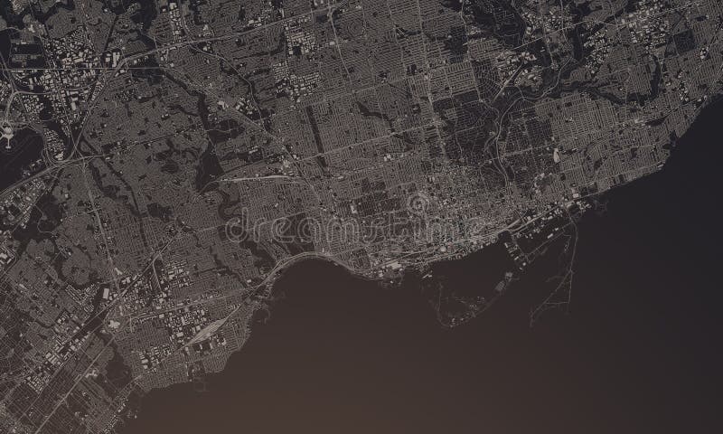 Toronto, Canada City Map 3D Rendering. Aerial Satellite View Stock ...