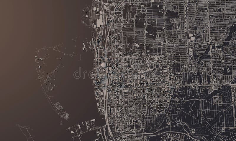 Toronto, Canada City Map 3D Rendering. Aerial Satellite View Stock ...