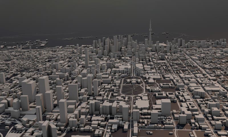 Toronto, Canada City Map 3D Rendering. Aerial Satellite View Stock ...