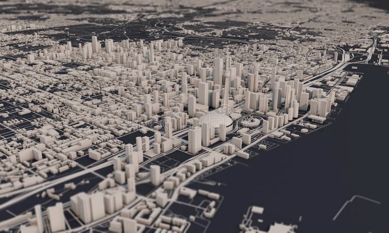 Toronto, Canada City Map 3D Rendering. Aerial Satellite View Stock ...