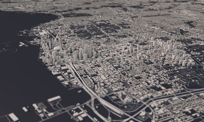 Toronto, Canada City Map 3D Rendering. Aerial Satellite View Stock ...