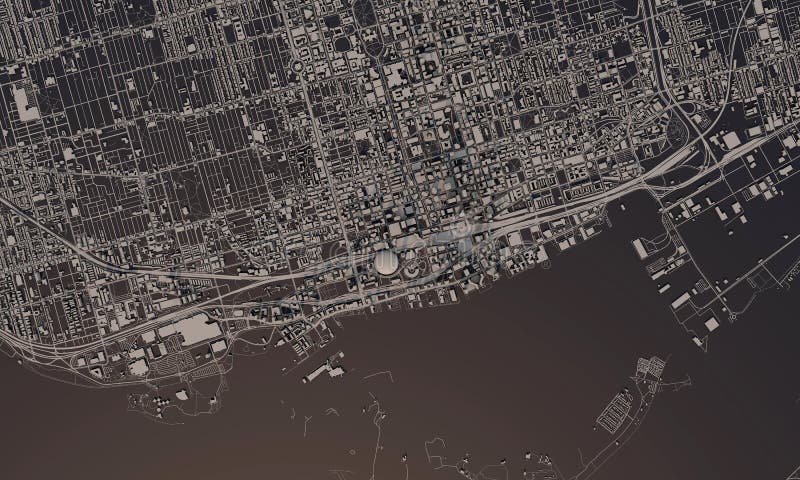 Toronto, Canada City Map 3D Rendering. Aerial Satellite View Stock ...