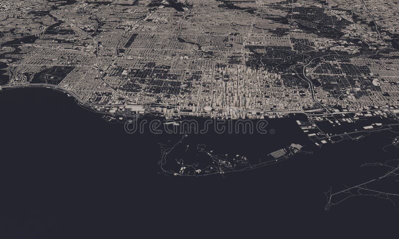 Toronto, Canada City Map 3D Rendering. Aerial Satellite View Stock ...