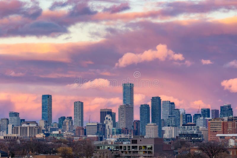 Downtown Toronto Skyline with Beautiful Sunset Colors in the Sky ...