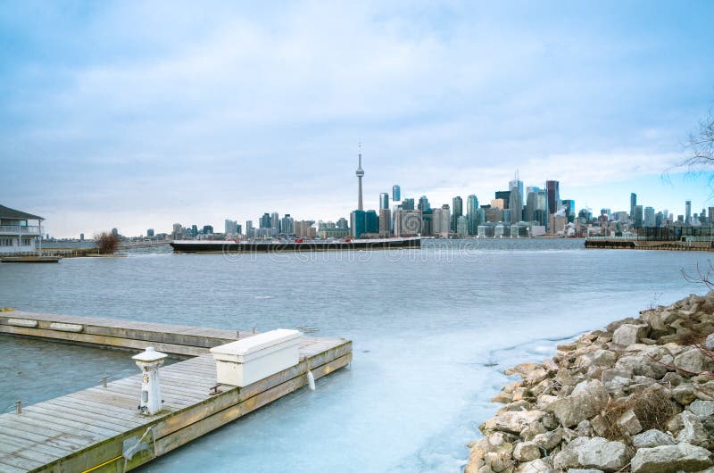 Toronto Skyline View from Toronto Island with a Plane Flying Editorial ...