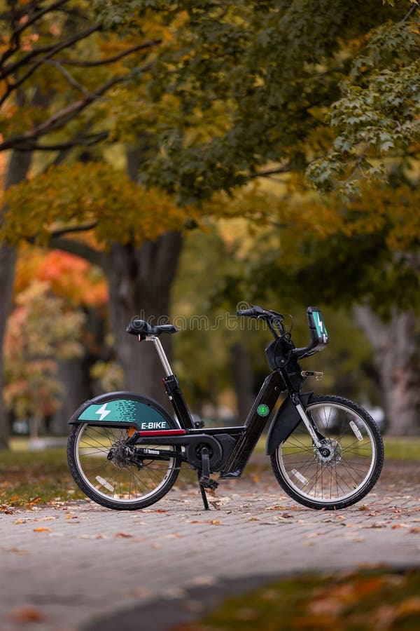 An E-bike from the Toronto Bike Share System in a Park with Colorful ...