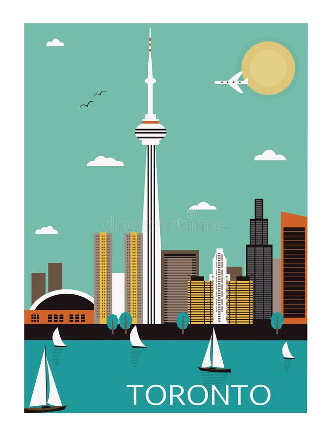 Cityscape Building Line Art Vector Illustration Design - Toronto City ...