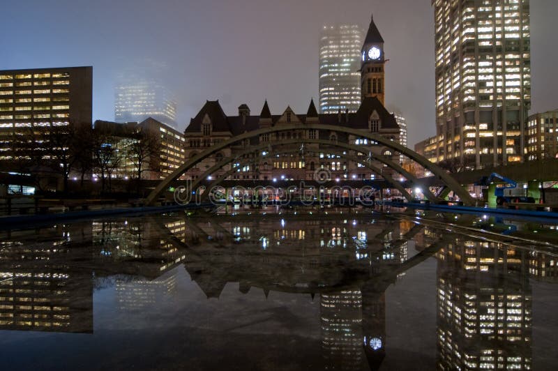 Toronto City Hall at night stock image. Image of night - 13307617