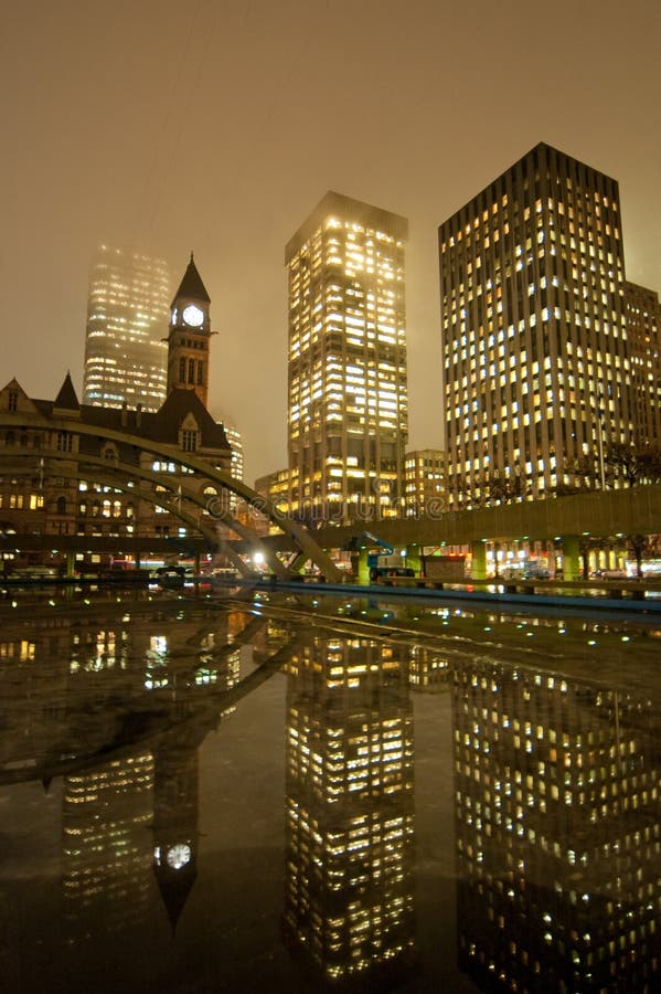 Toronto City Hall at night stock image. Image of city - 13307623