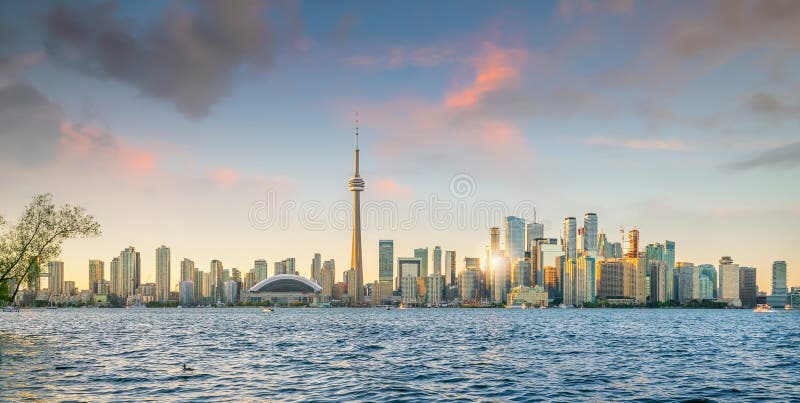 Toronto City Skyline at Sunset Canada Stock Photo - Image of district ...