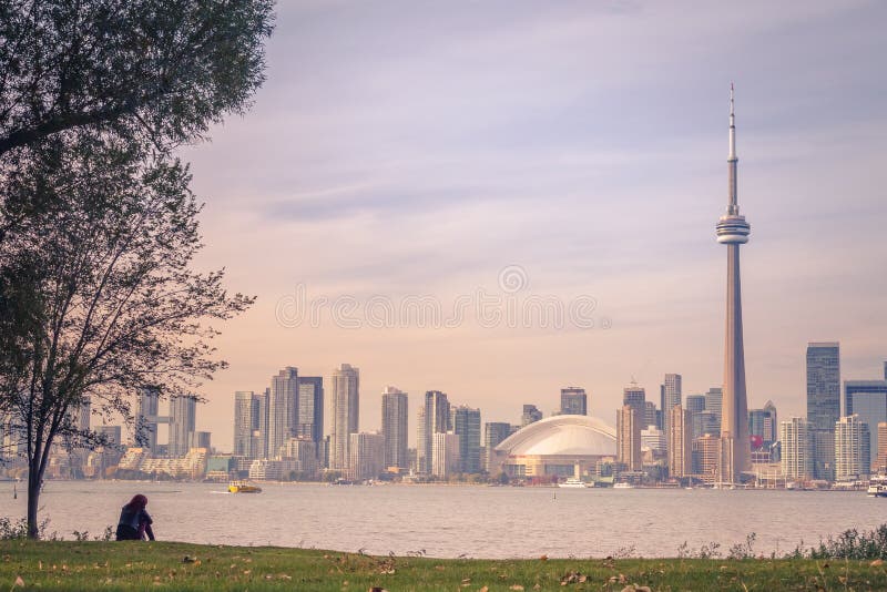 Toronto City during Sunset from Toronto Central Island Editorial Image ...