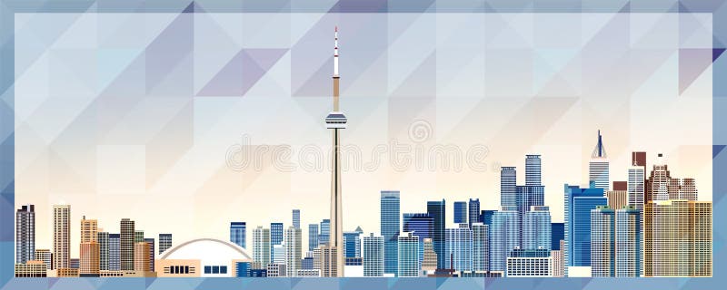 Toronto Skyline Vector Colorful Poster on Beautiful Triangular Texture ...