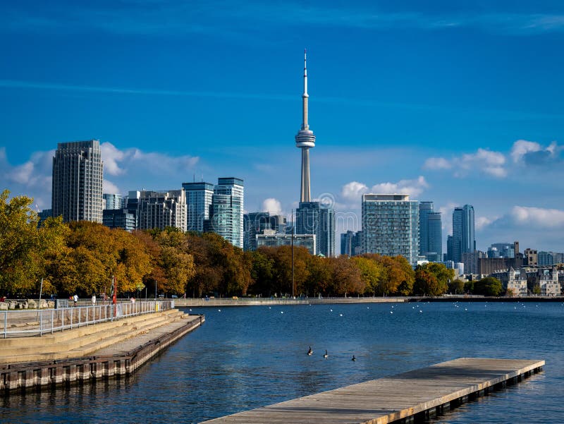 Toronto CN Tower and Downtown with Fall Colors Stock Photo - Image of ...