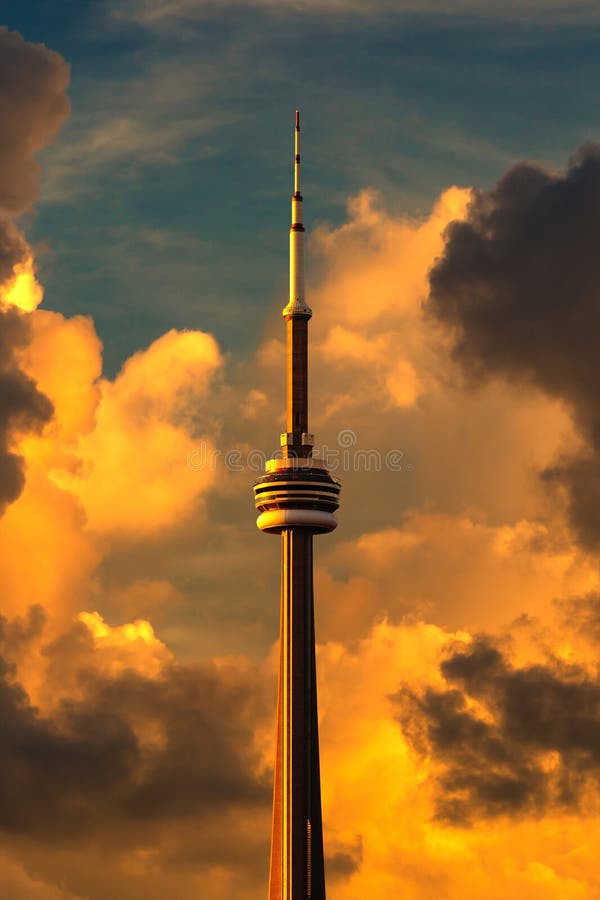 Toronto and CN Tower at Sunset, Canada Stock Illustration ...