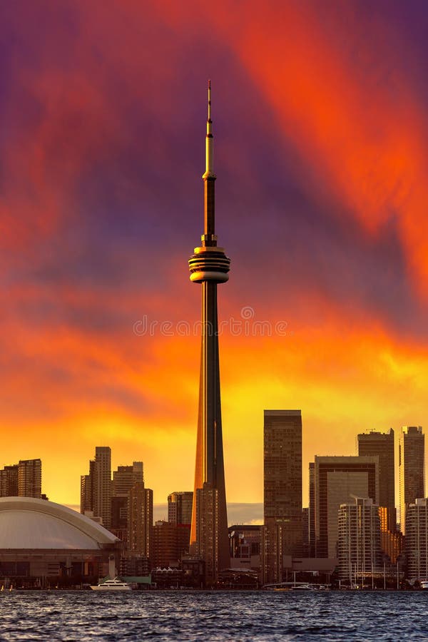 Toronto and CN Tower at Sunset, Canada Editorial Stock Photo - Image of ...