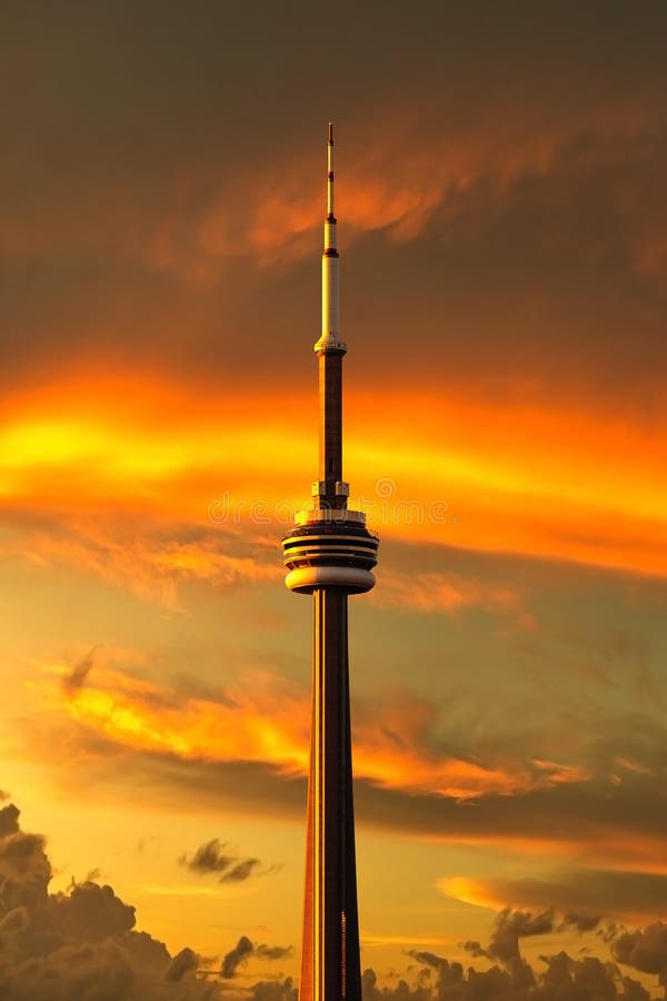 Toronto and CN Tower at Sunset, Canada Editorial Stock Image - Image of ...
