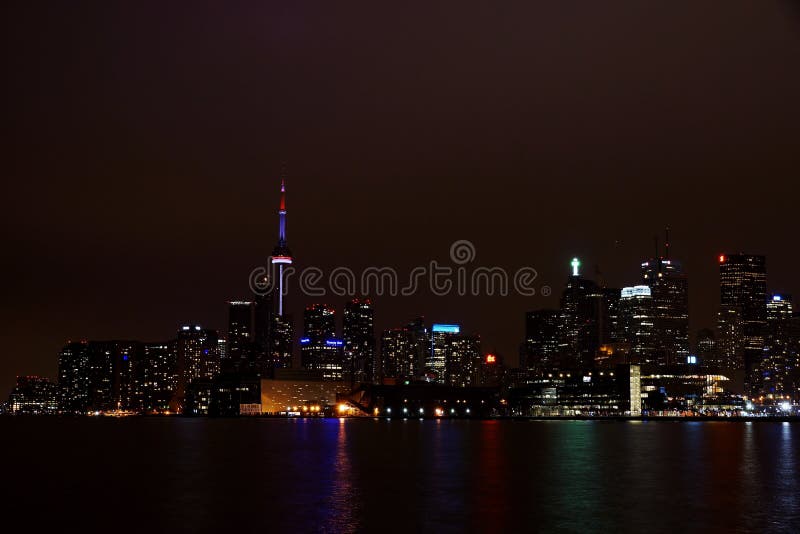 Toronto Downtown Night Sence Stock Image - Image of horizon, cityscape ...