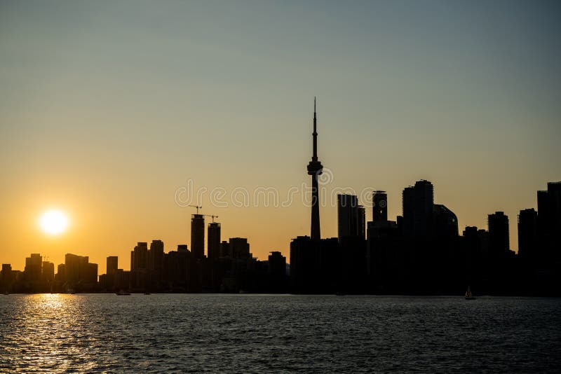Toronto Downtown Skyline from the Toronto Islands at Sunset Stock Image ...
