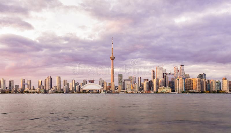 Toronto Downtown Skyline at Sunset, Ontario, Canada Stock Photo - Image ...
