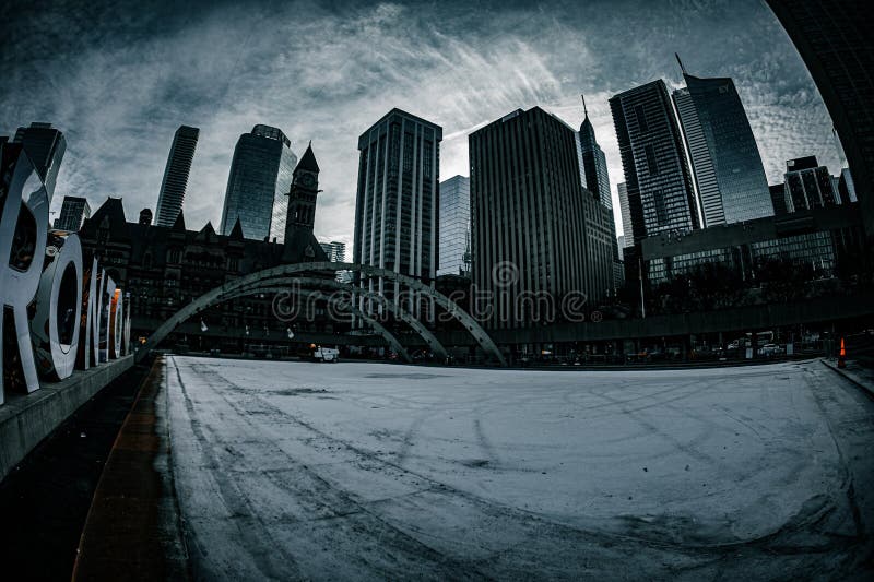 Toronto Ice Rink and Buildings Stock Photo - Image of office, cold ...