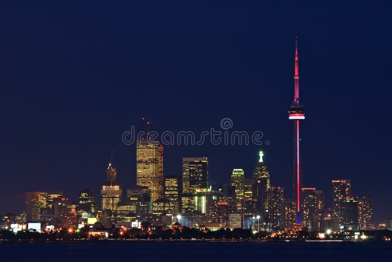Toronto lights at dusk stock photo. Image of center, evening - 6311238