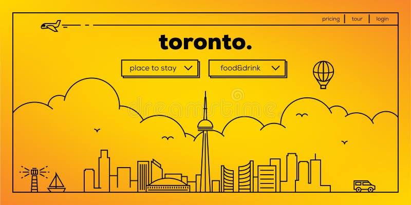 Toronto Modern Web Banner Design with Vector Linear Skyline Stock ...