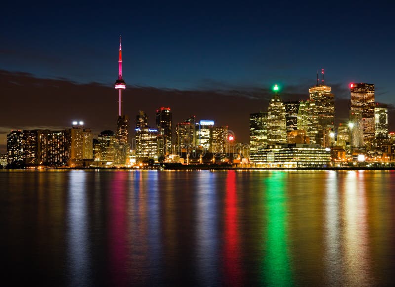 Toronto at night, Canada stock image. Image of shore - 18890925