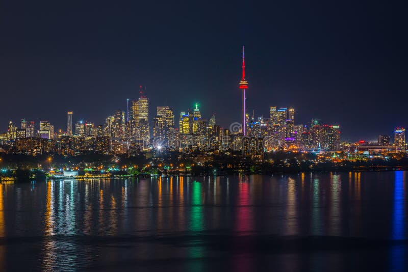 Toronto in night time stock image. Image of night, ontario - 228816527