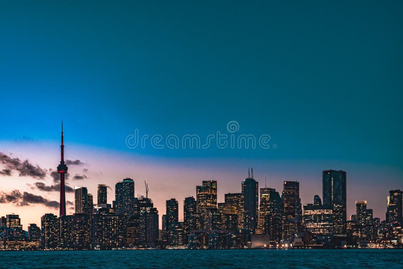 Toronto Night View and CN Tower Editorial Photography - Image of ...