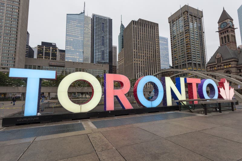 Toronto Sing Illuminated at Dusk Editorial Stock Photo - Image of sign ...
