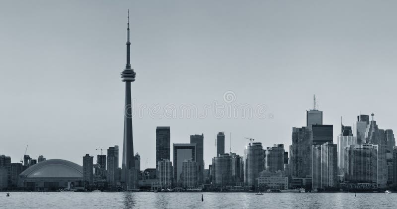 Toronto Skyline in Black and White Stock Photo - Image of clear ...