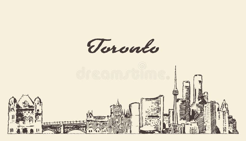 Toronto Skyline Canada Hand Drawn Vector Sketch Stock Vector ...