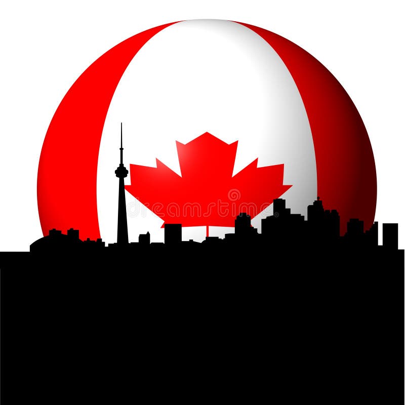 Toronto Skyline with Canadian Flag Sphere Stock Illustration ...