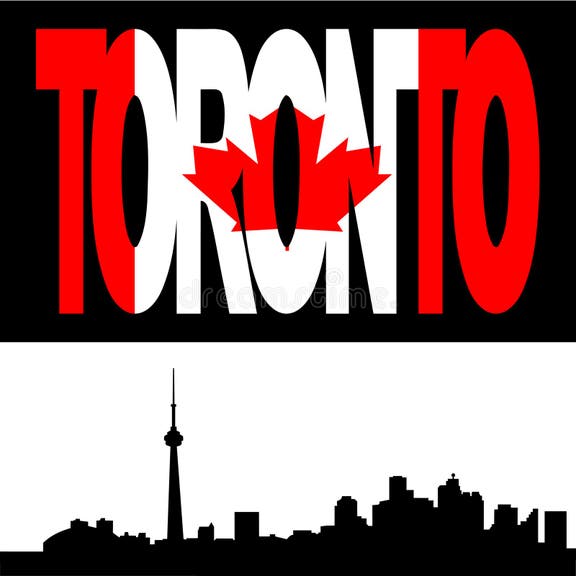 Toronto Skyline with Flag Text Stock Vector - Illustration of city ...