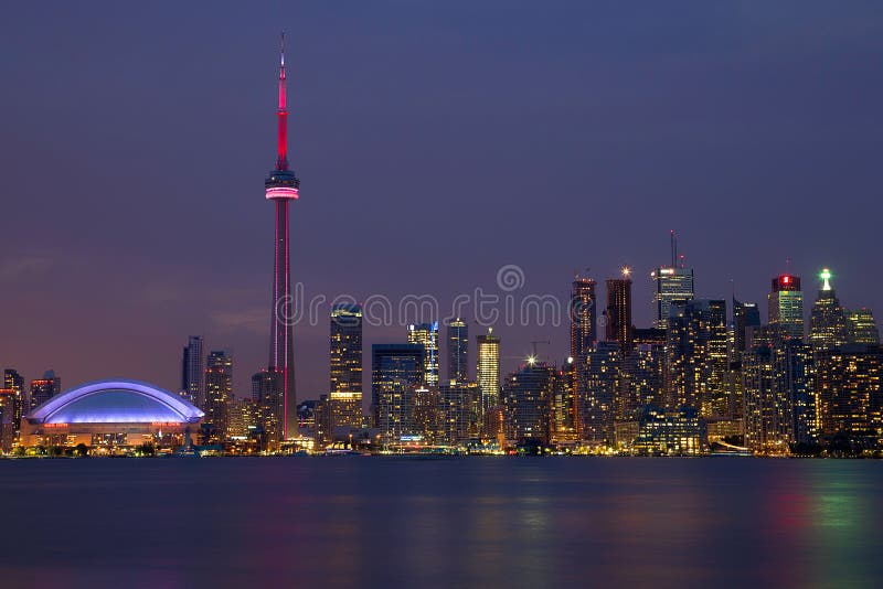 Toronto Skyline at night. editorial photo. Image of canadian - 44448711
