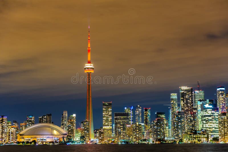 Toronto Skyline at Night, Canada Stock Image - Image of skyscraper ...