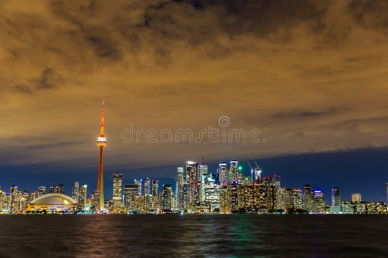 Toronto Skyline at Night, Canada Stock Image - Image of business ...