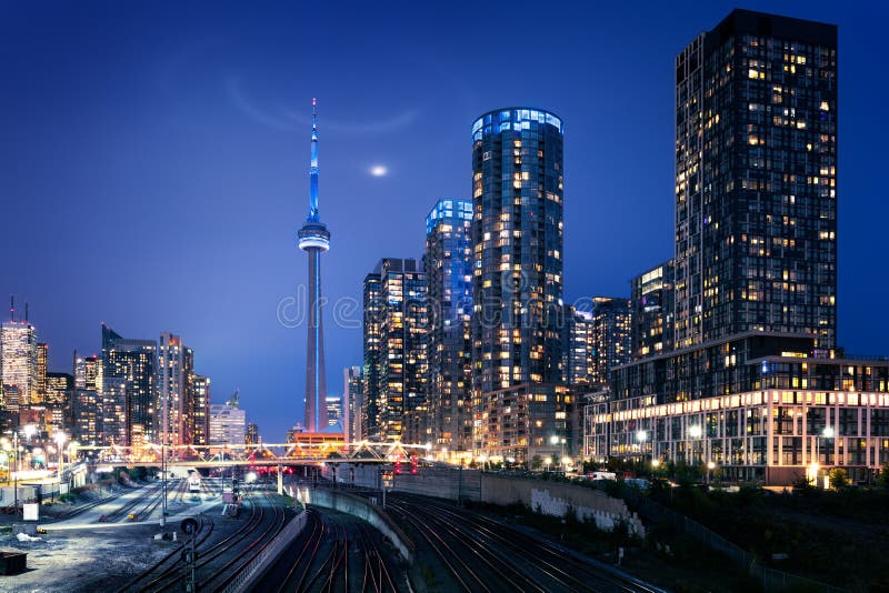 Toronto skyline by night stock photo. Image of canada - 156275406