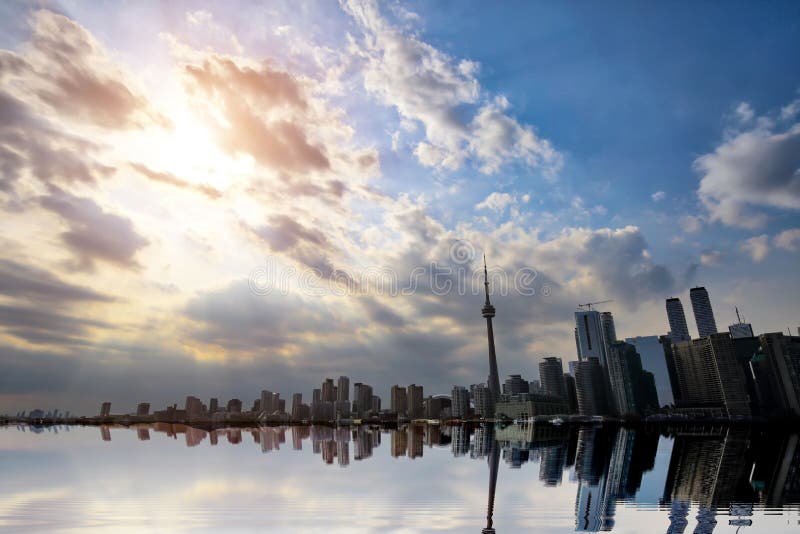 Toronto Skyline from Ontario Lake Stock Photo - Image of architecture ...