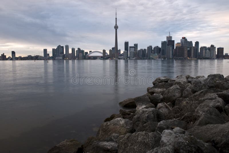 Toronto skyline with rocks stock image. Image of foreground - 66798631