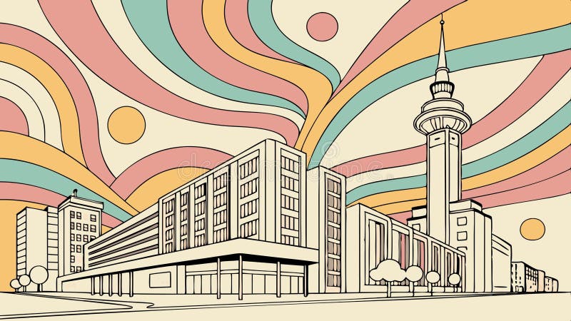 Toronto Skyline with Sunburst Effect and Radiating Lines Vector Design ...