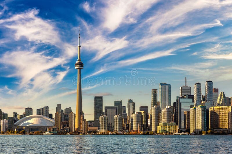 Toronto Skyline at Sunset, Canada Stock Photo - Image of panorama ...