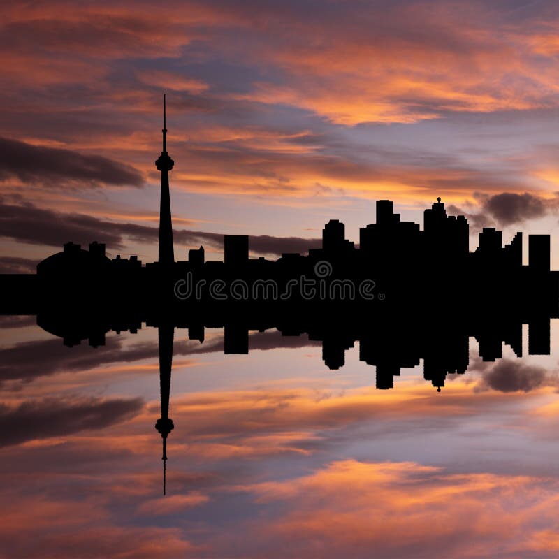 Toronto skyline at sunset stock illustration. Illustration of skyline ...