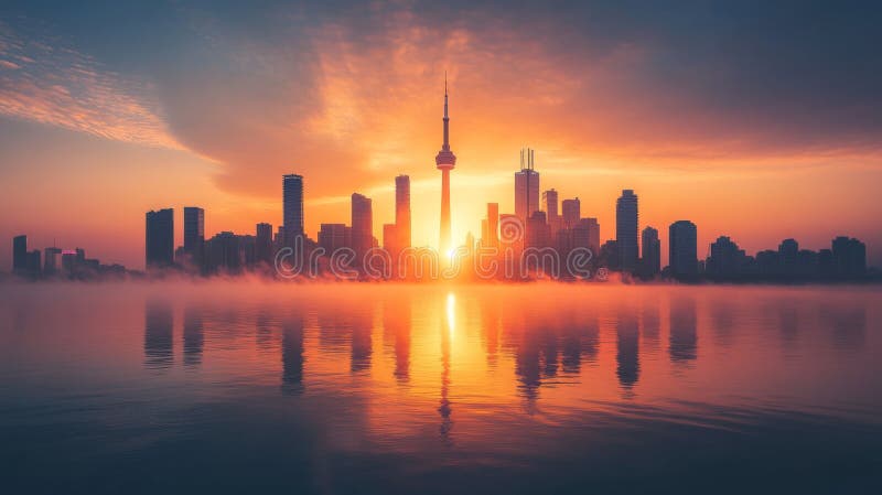 Toronto Skyline at Sunset stock image. Image of dusk - 335869781