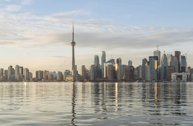 Toronto Skyline and the CN Tower at Sunset Editorial Image - Image of ...