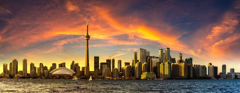 Toronto Skyline at Sunset, Canada Stock Photo - Image of canadian ...
