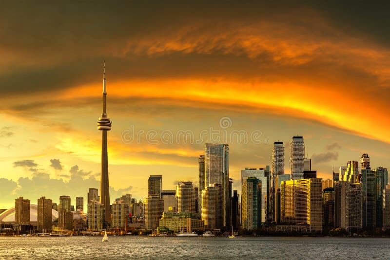 Toronto Skyline at Sunset, Canada Editorial Photography - Image of city ...