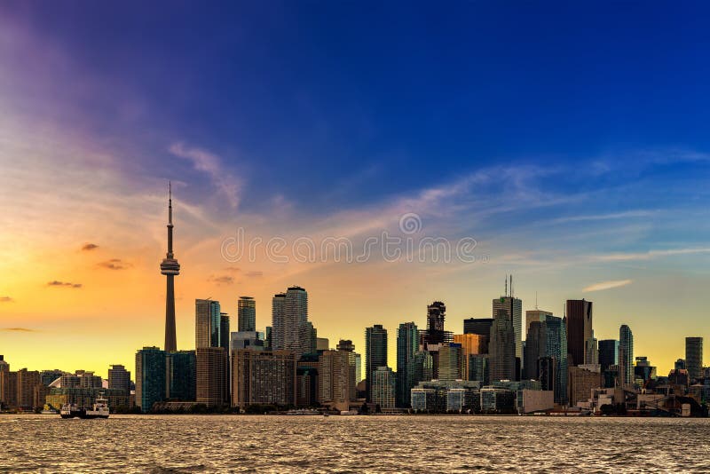 Toronto Skyline at Sunset, Canada Stock Image - Image of building ...